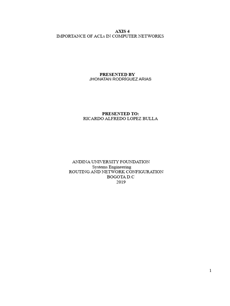 WORKSHOP AXIS 4 ACL Configuration | PDF | Router (Computing) | Internet ...