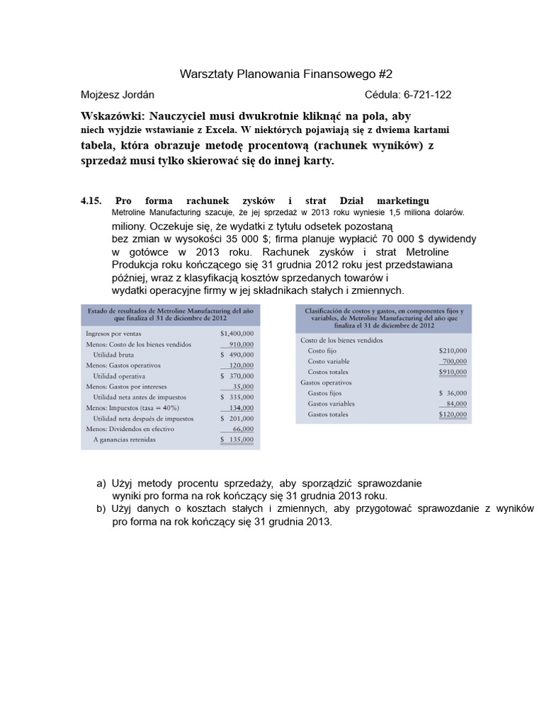 Warsztat Planowania Finansowego - Pro Forma | PDF