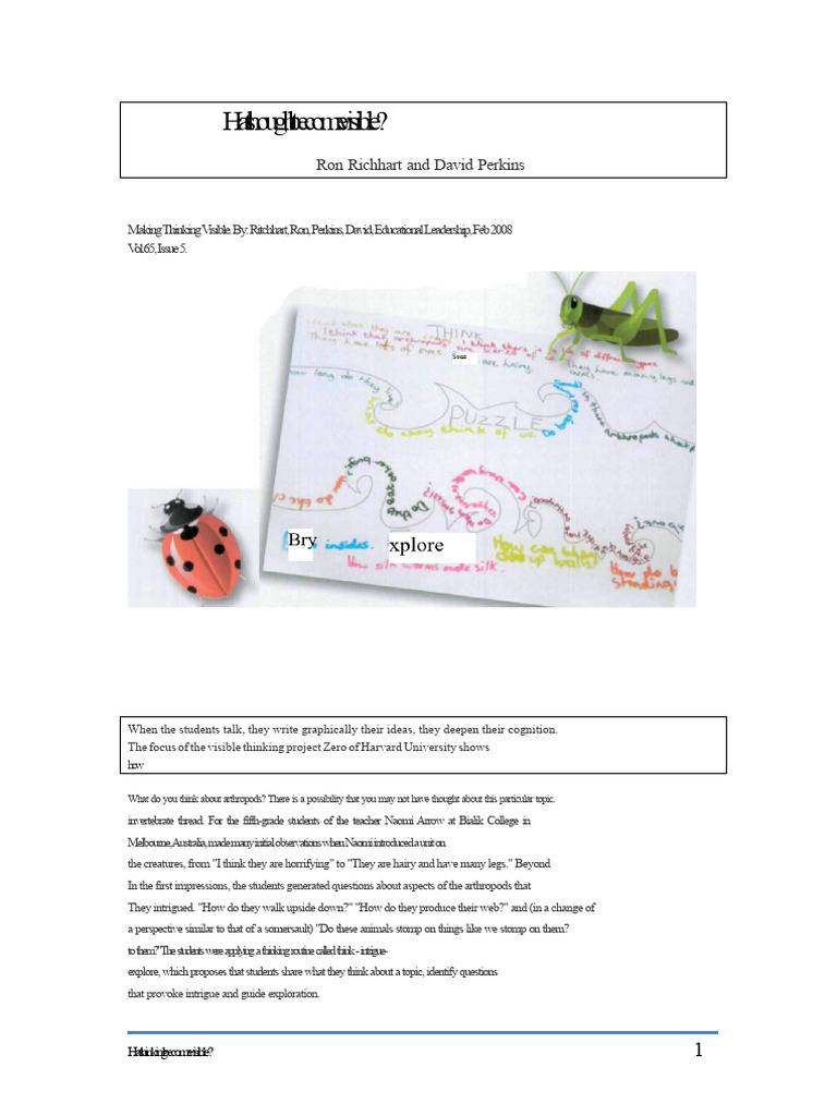 Making Thinking Visible in Classrooms | PDF | Thought | Learning