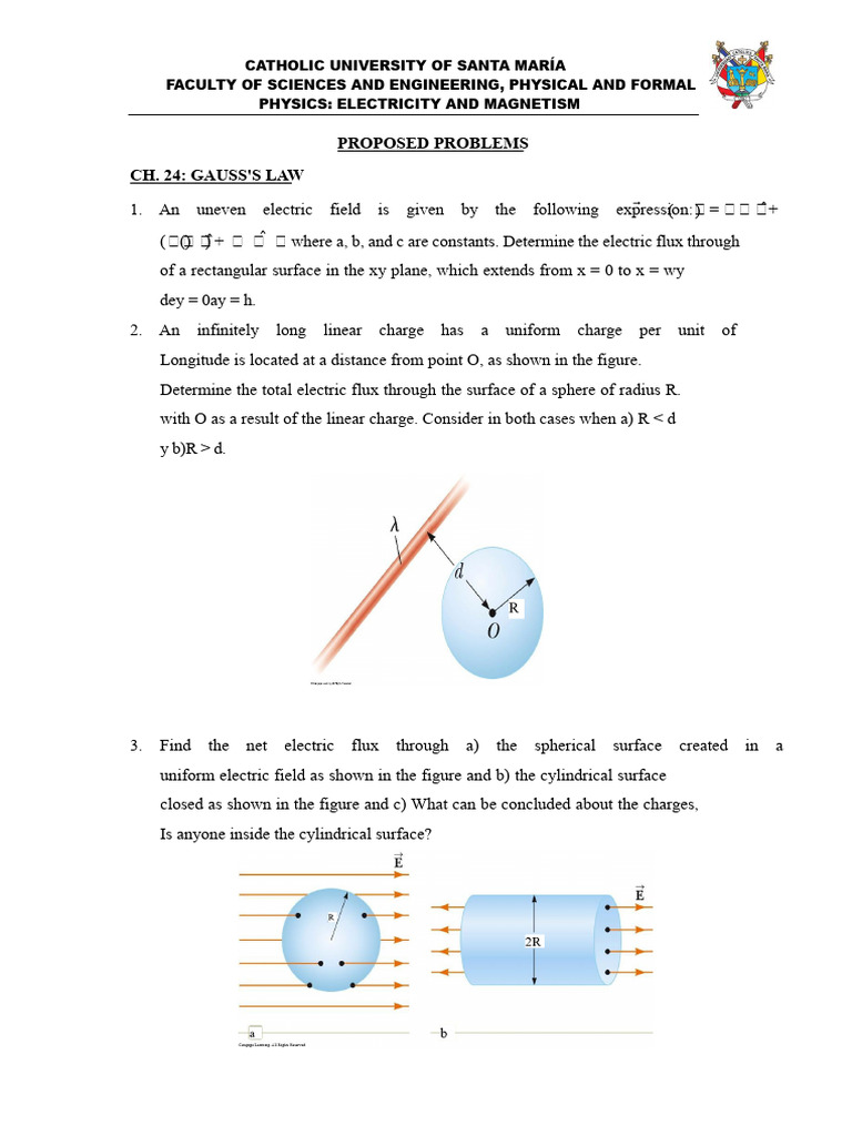 Gauss's Law Problems in Electricity | PDF | Electric Field | Sphere