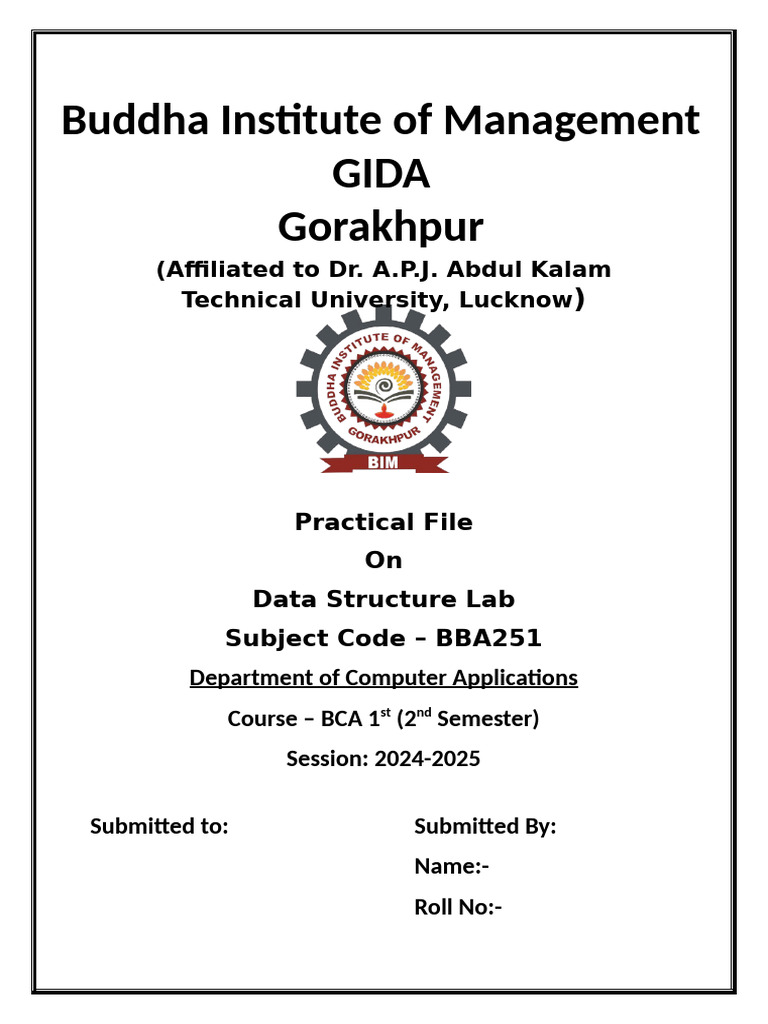DS Lab Front Page | PDF