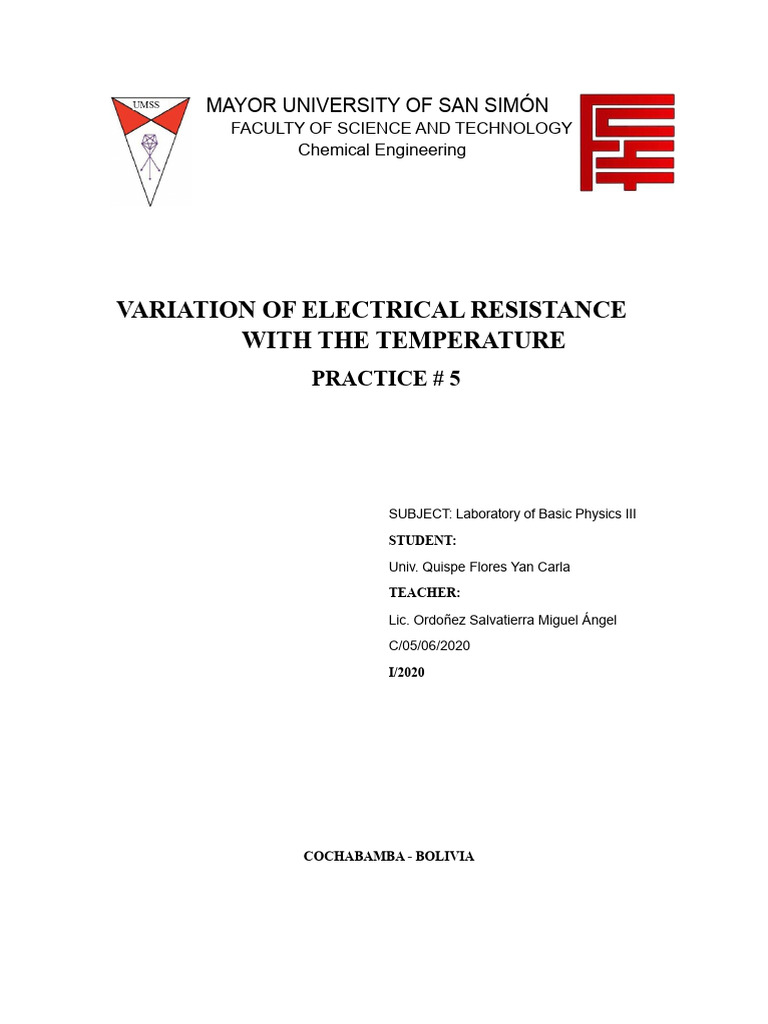 Variation of Electrical Resistance With Temperature, Chemical ...