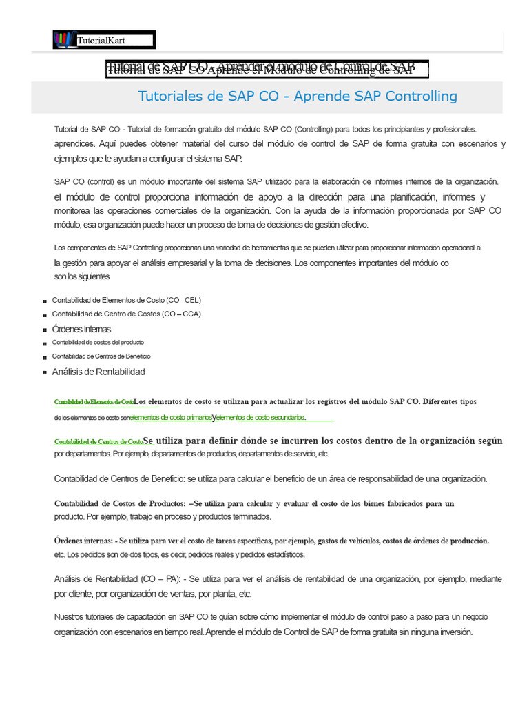 tutorial-sap-co | PDF | Costo | Contabilidad