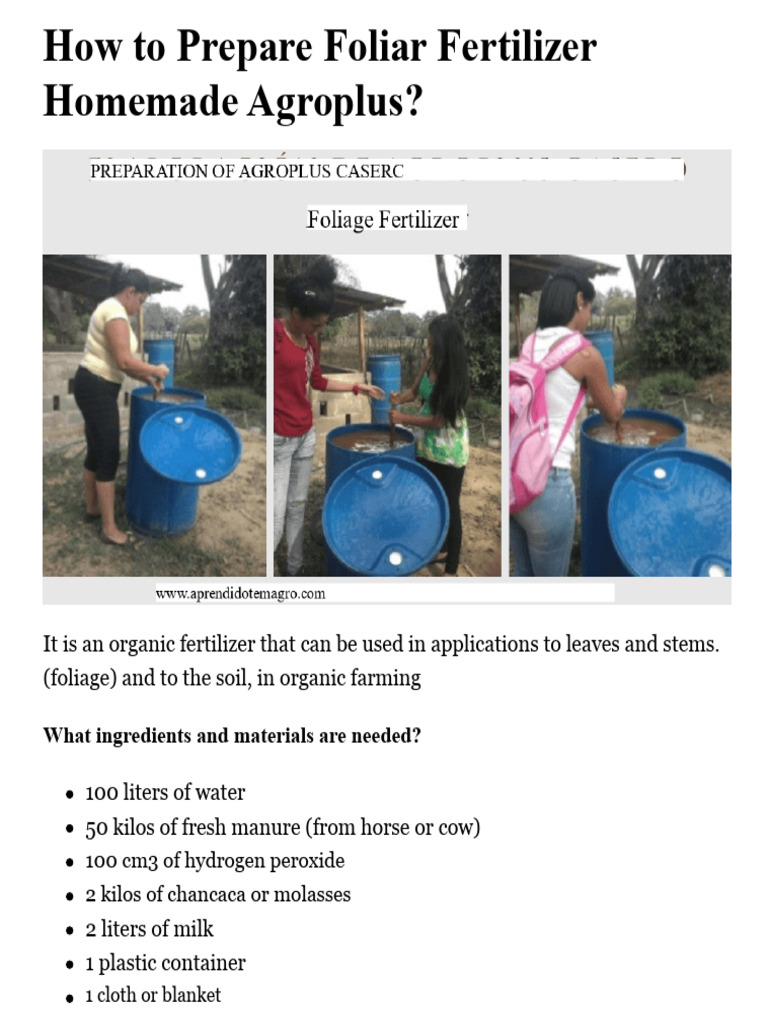 DIY Foliar Fertilizer Recipe Guide | PDF
