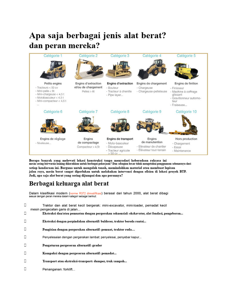 Jenis Alat Berat dan Fungsinya | PDF
