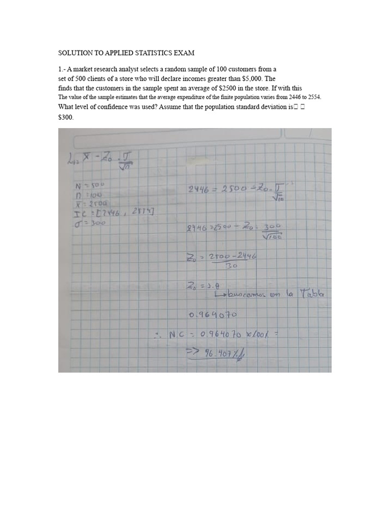 Applied Statistics Exam Solutions | PDF