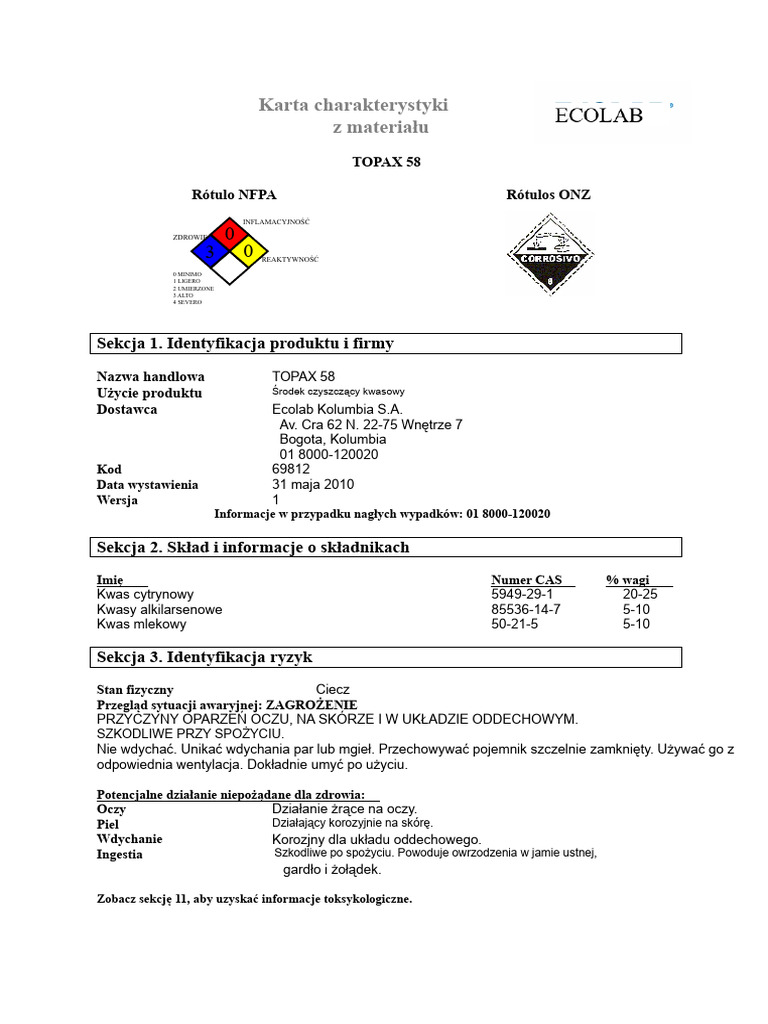 MSDS Topax 58 | PDF