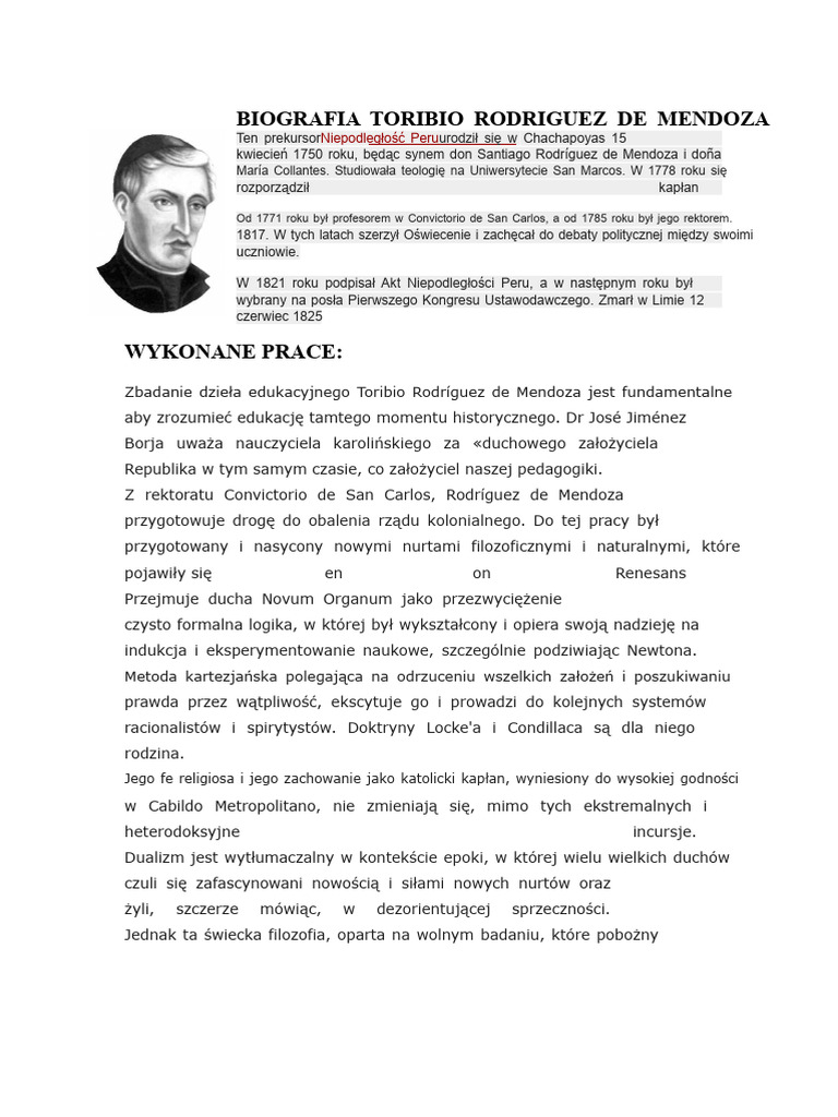 Biografia Toribio Rodriguez de Mendoza | PDF