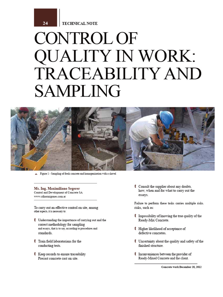 Quality Control - Traceability and Sampling | PDF | Concrete | Sampling ...