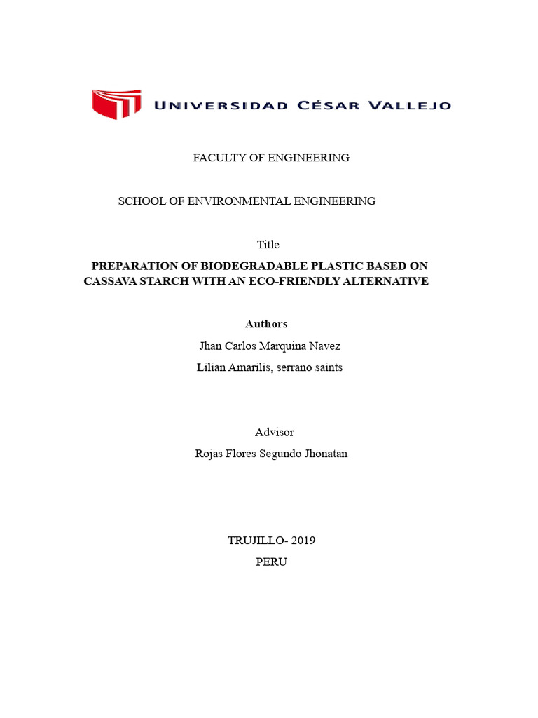 Biodegradable Plastic from Cassava Starch | PDF | Plastic | Biodegradation