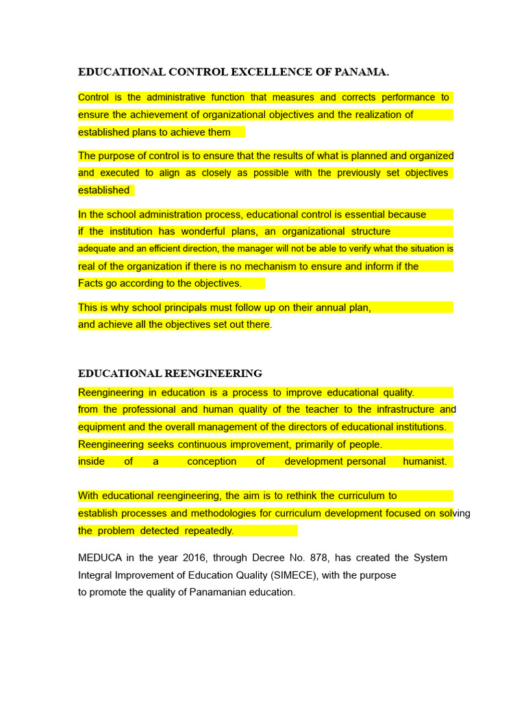 Panama's Educational Control Excellence | PDF | Preschool | Programme ...