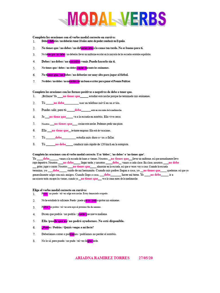 Verbos Modales | PDF