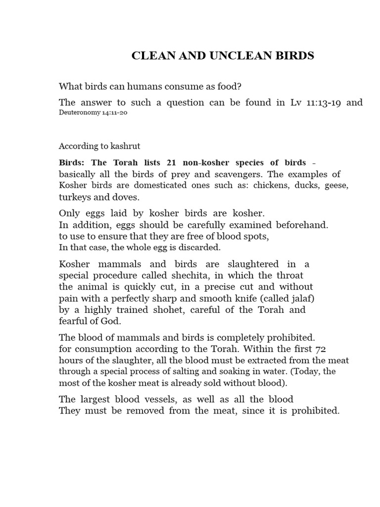 Clean and Unclean Birds Astrid | PDF