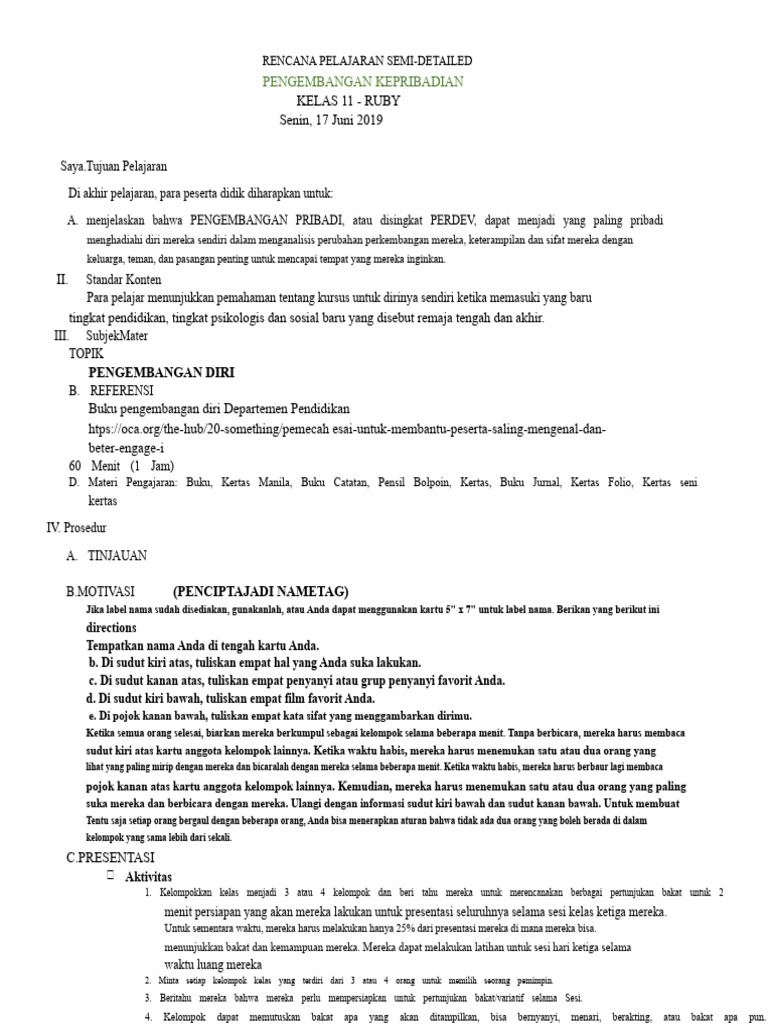 rencana pelajaran perdev akhir | PDF
