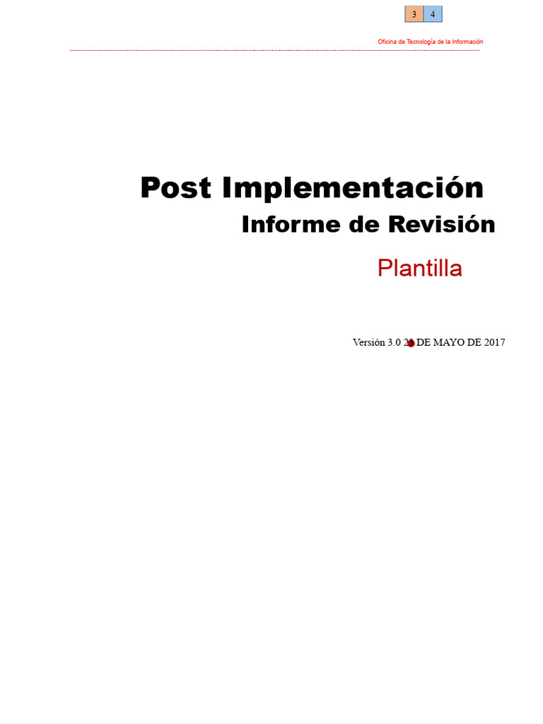Plantilla Informe Revisión Post Implementación | PDF | La satisfacción ...