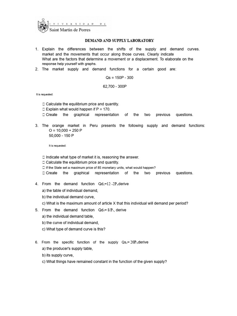 Demand and Supply Analysis Lab Guide | PDF | Supply And Demand | Supply ...