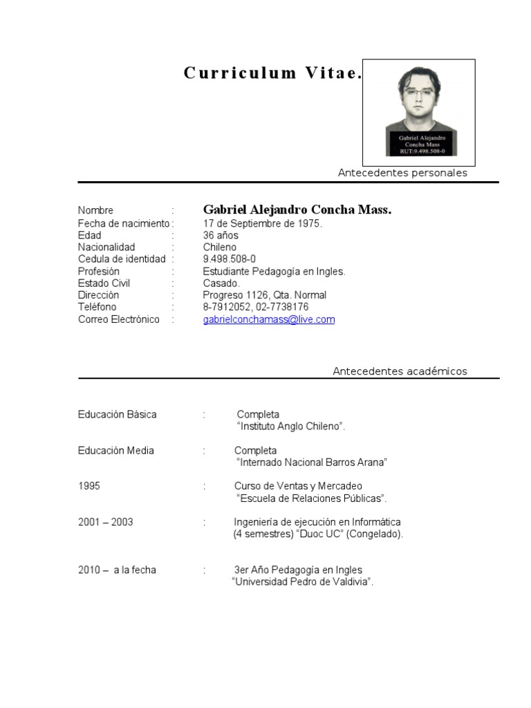 Curriculum Vitae - Gabriel Concha Mass | PDF