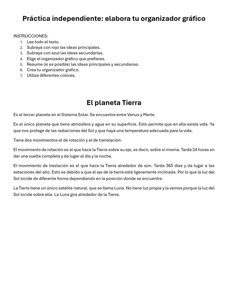 Lectura para Organizador Gráfico | PDF