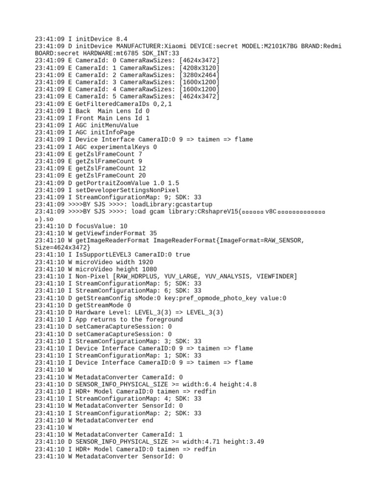 Xiaomi Redmi M2101K7BG Camera Logs | PDF | Computing