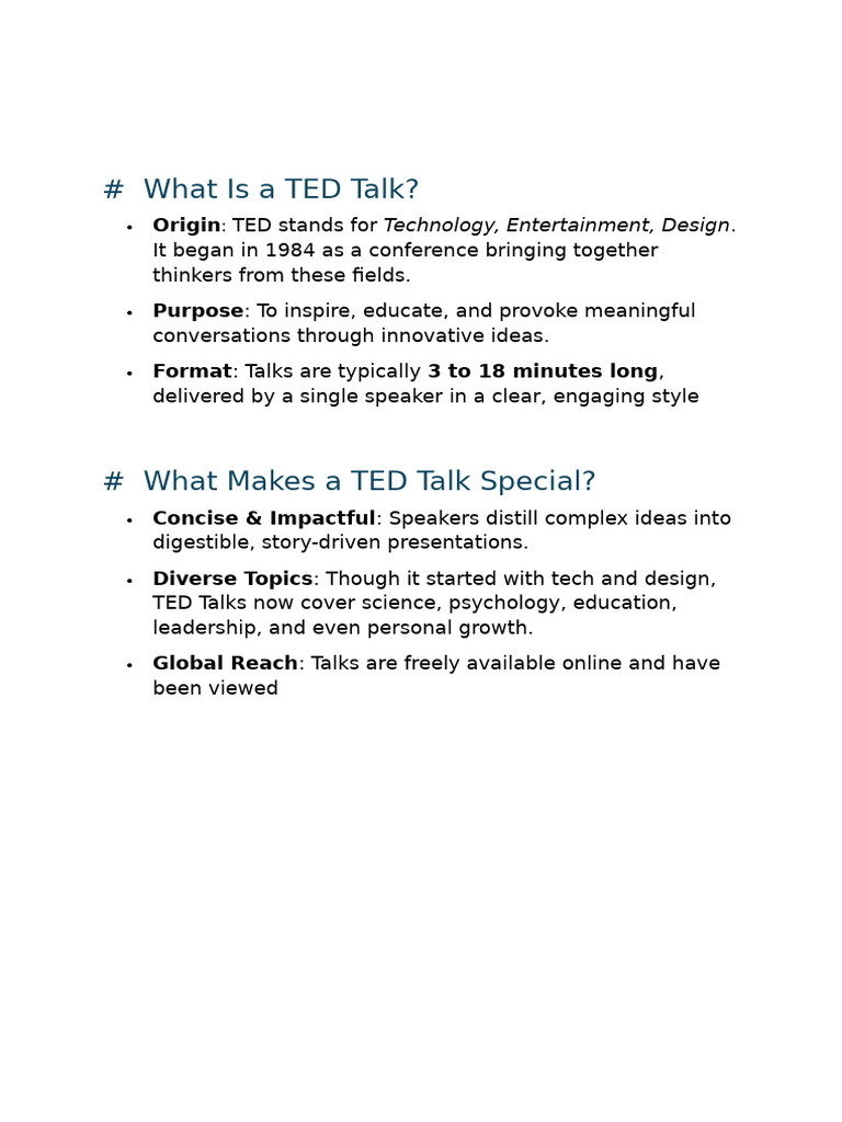 What Is A TED Talk | PDF