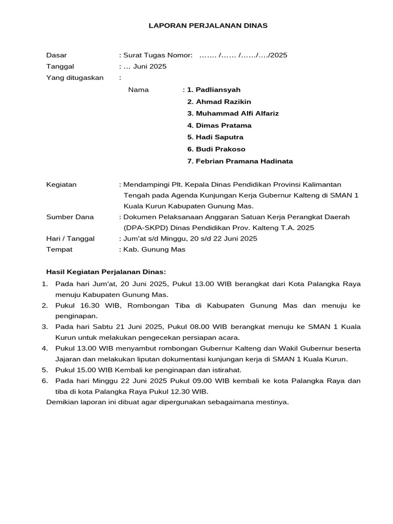 Laporan Perjadin Gumas Juni 2025 | PDF