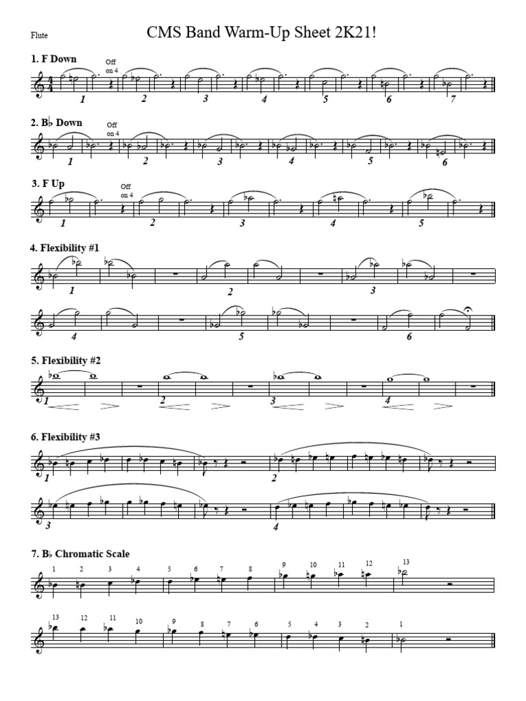 CMS Band Warmup Sheet 2021 FULL PARTS | PDF | Chess | Chess Theory