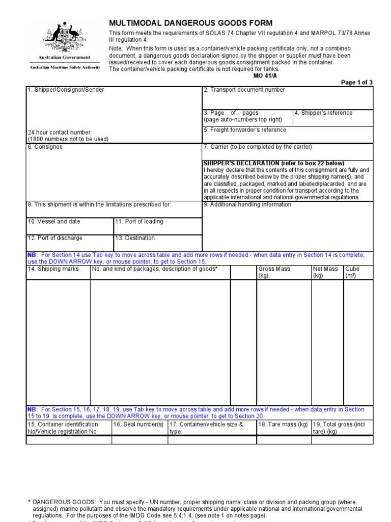MO41 Template | PDF | Dangerous Goods | Transport