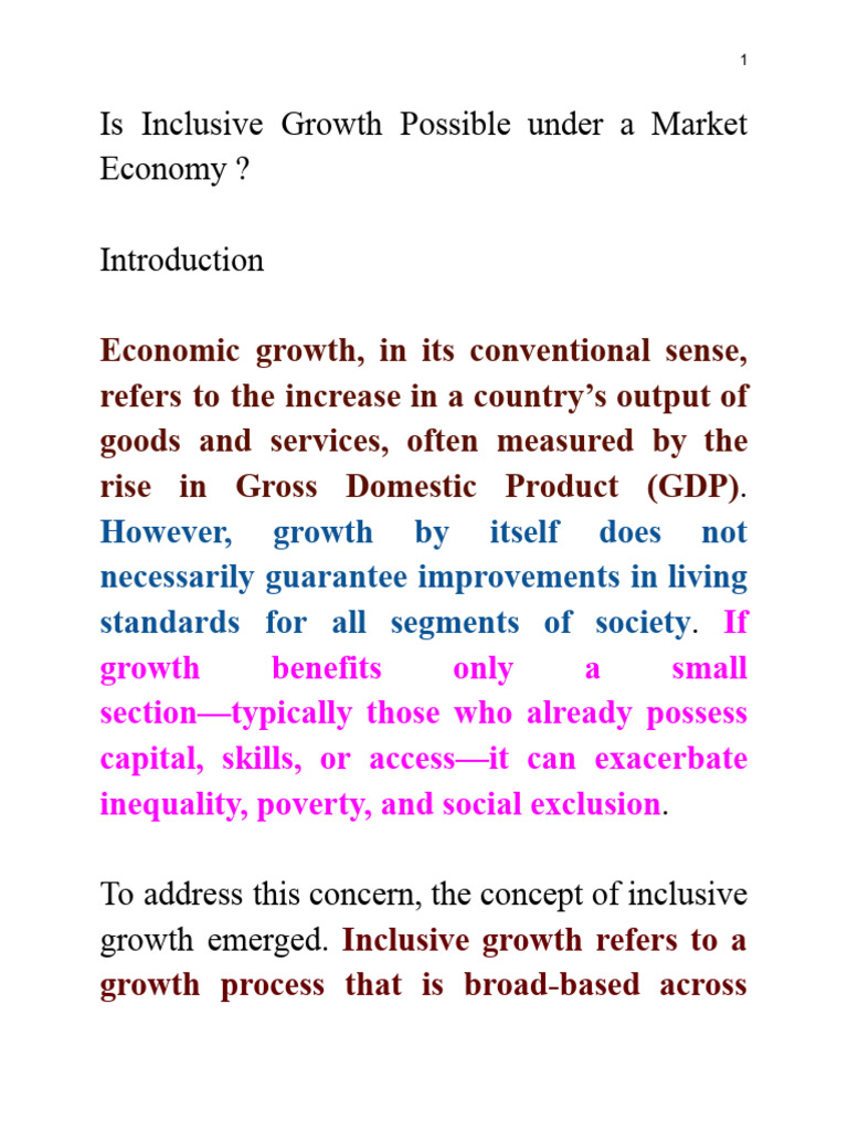 Inclusive Growth in Market Economies | PDF | Economic Growth | Market ...