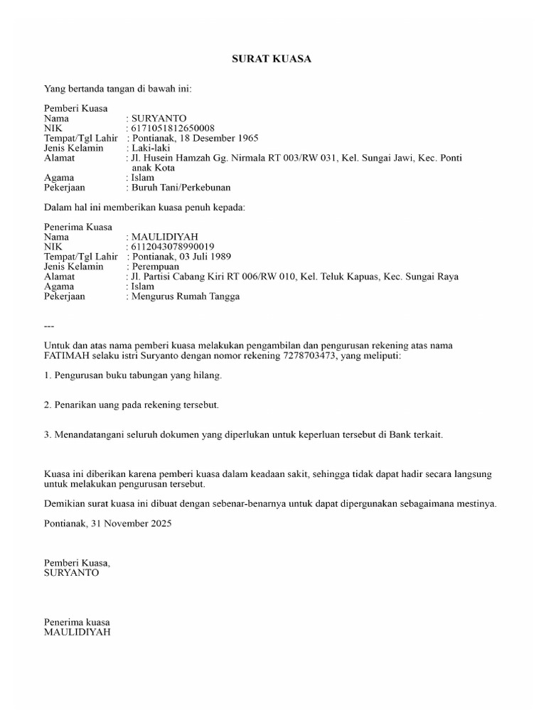 Surat Kuasa Doc | PDF
