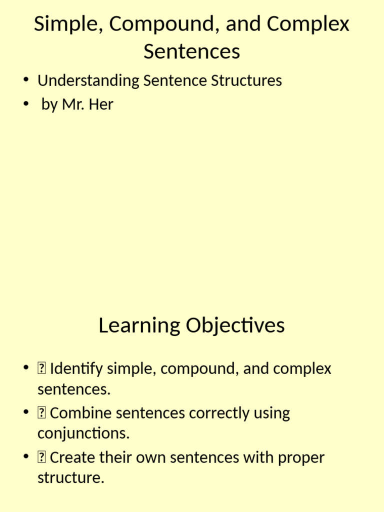 Simple Compound Complex Sentences Colorful | PDF | Semantics | Language ...