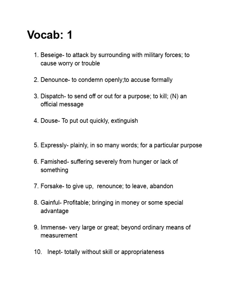 Sadlier Vocab 1 Homework | PDF