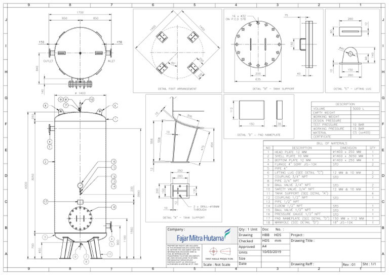 DETAIL GA DRAWING TANGKI 5000 L.PDF - 20250725 - 234322 - 0000 | PDF