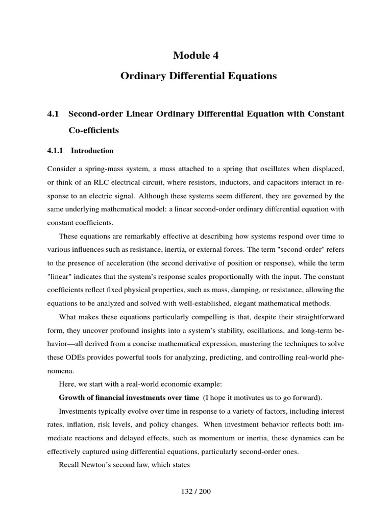 Second-Order Linear ODEs Explained | PDF | Oscillation | Ordinary ...