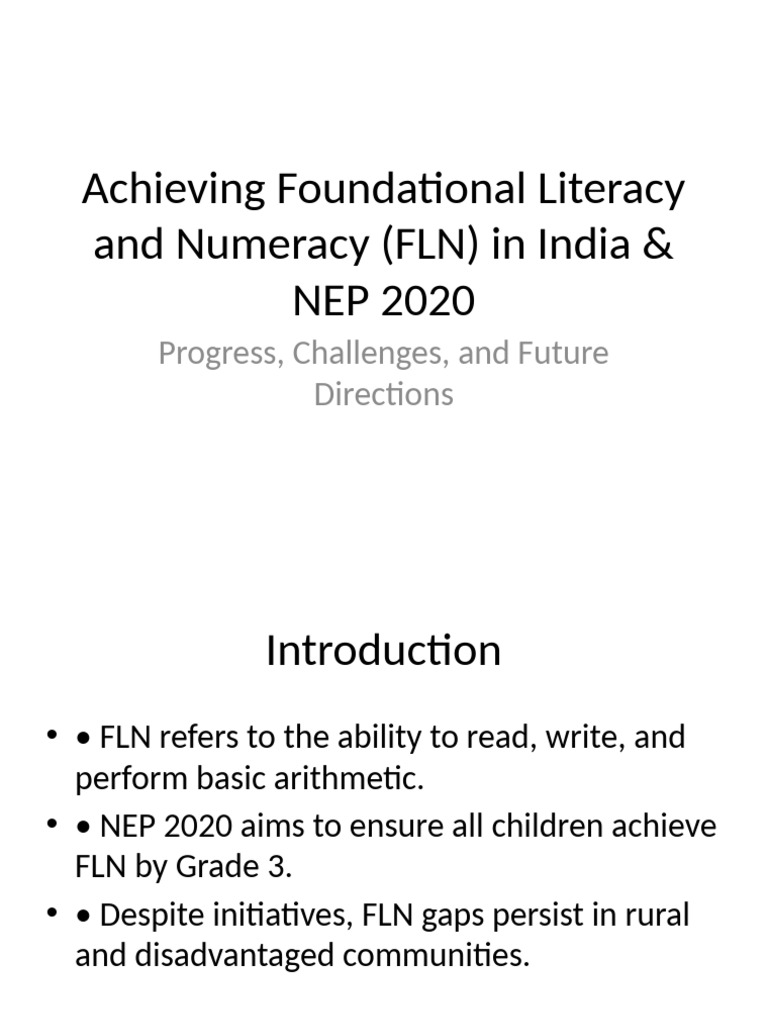 FLN NEP2020 Presentation | PDF | Literacy | Learning