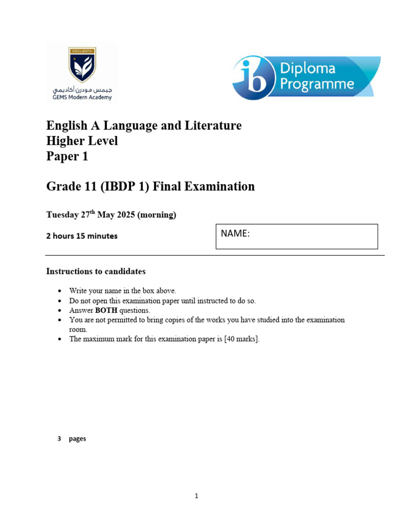 IB English A HL Paper 1 Exam Guide | PDF | Linguistics
