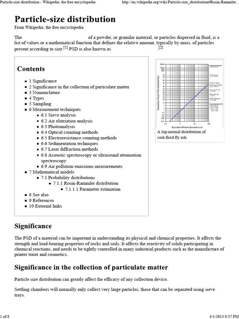 Log-Normal Distribution of Fly Ash | PDF | Particle Size Distribution ...