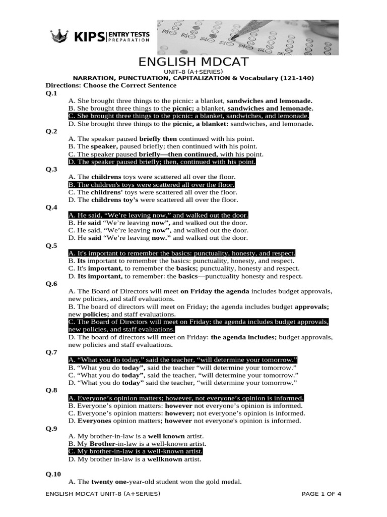 UNIT-8 (Punctuation and Capitalization) | PDF