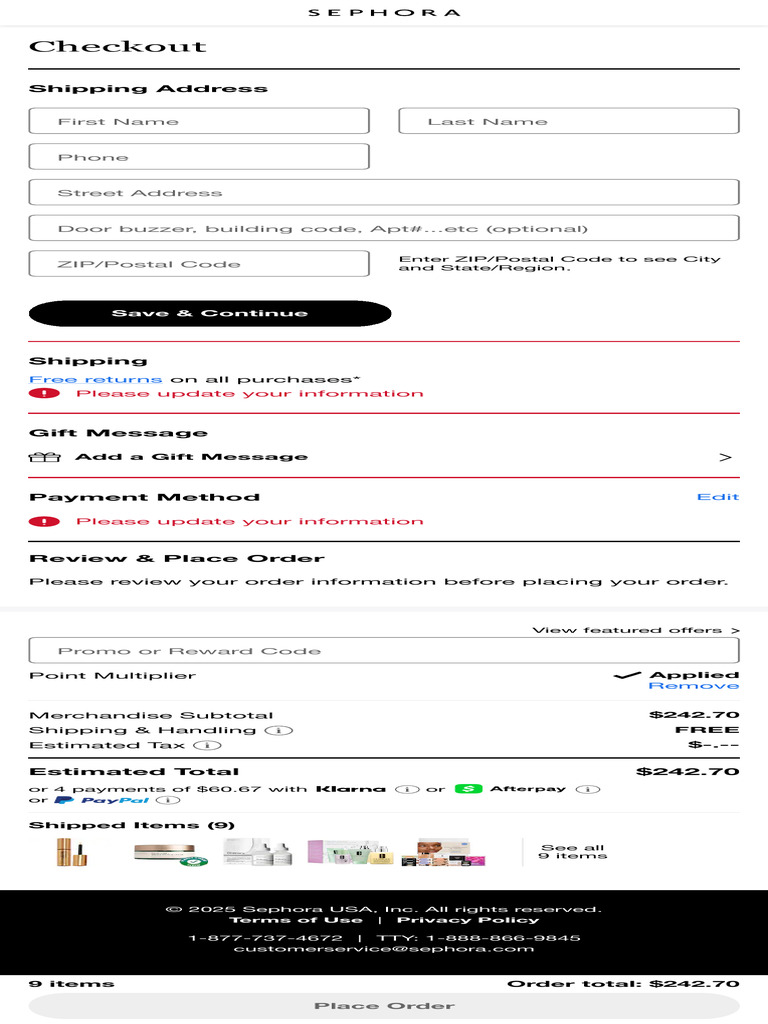 Sephora Checkout Process Overview | PDF