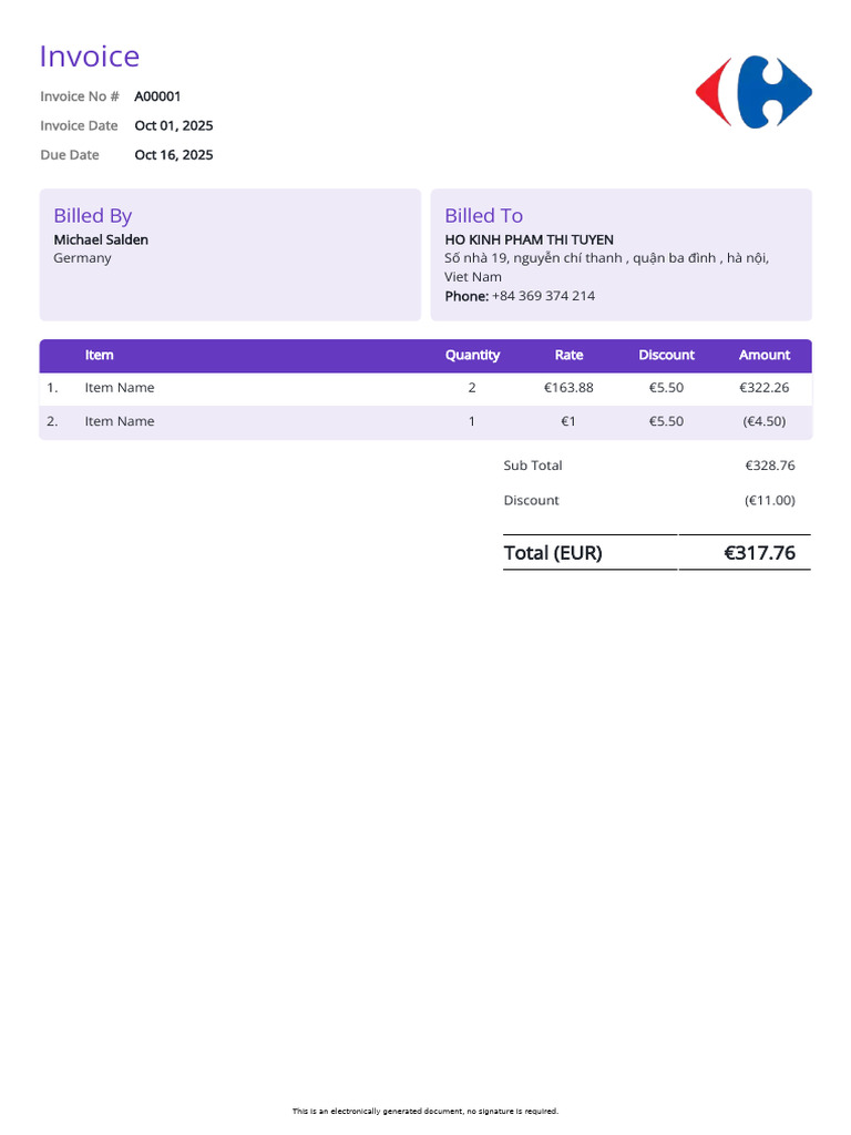 Invoice A00001 - Due Oct 16, 2025 | PDF