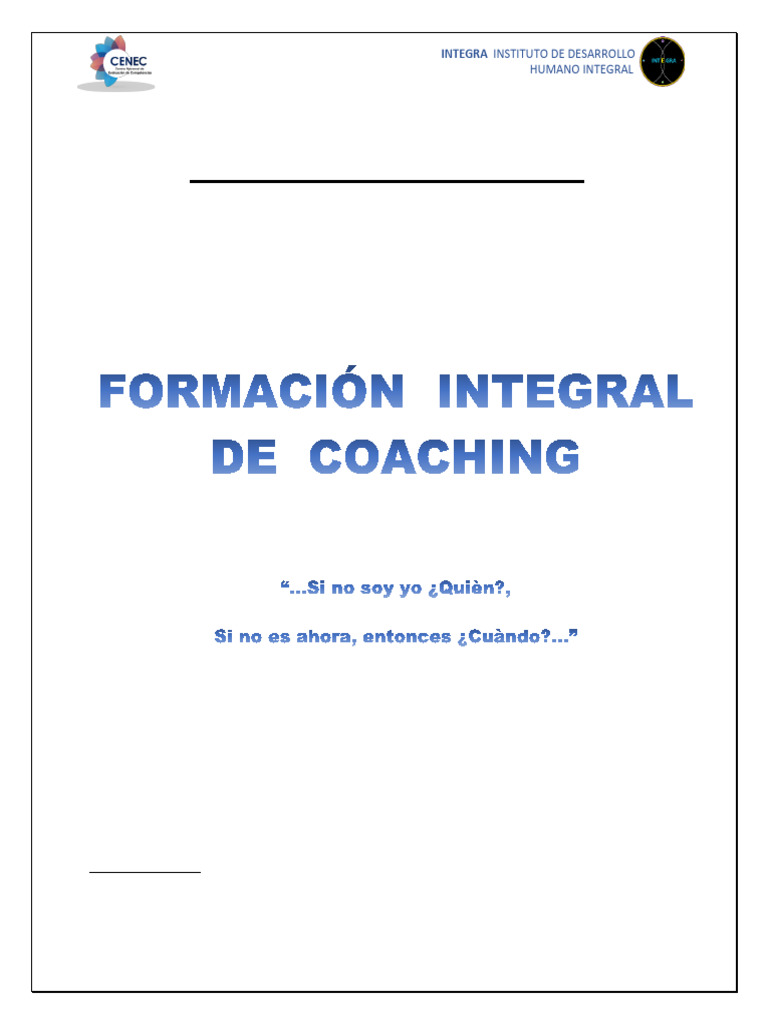 Manual Formación Integral Del Coaching | PDF | Desarrollo personal ...