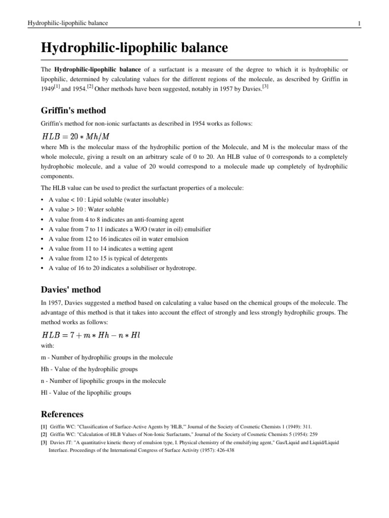 Hlb Pdf Surfactant Emulsion