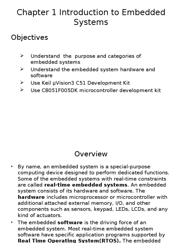 Chapter 1 Introduction To Embedded Systems: Objectives | PDF | Embedded System | Real Time Computing