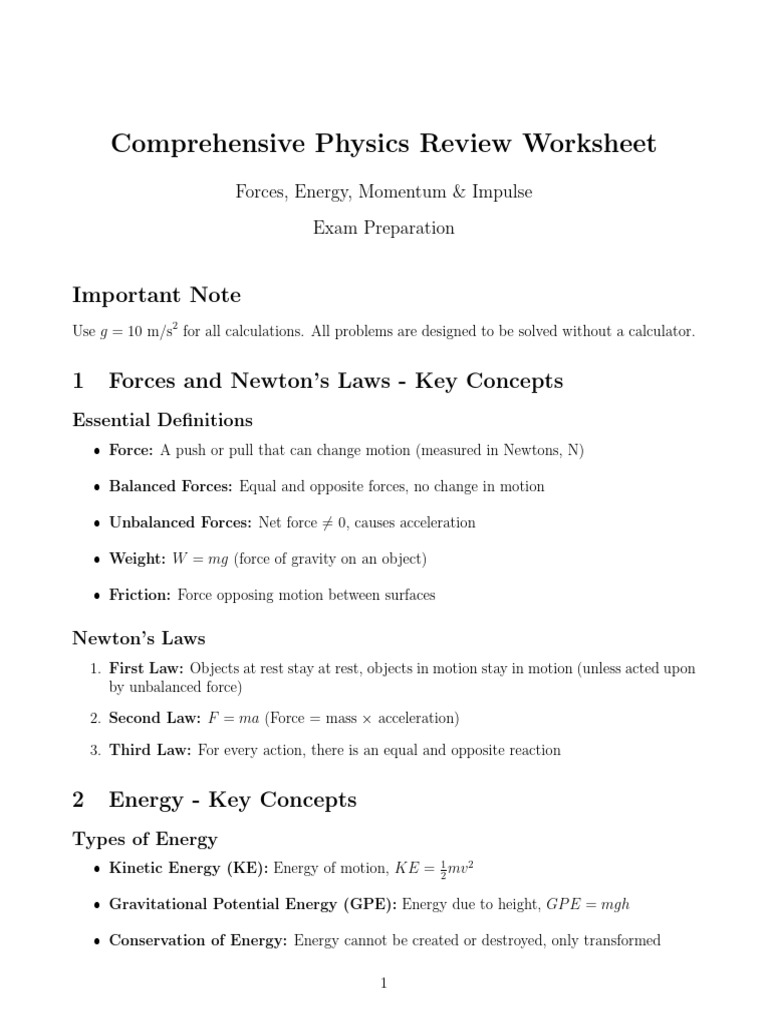 Comprehensive Physics Review | PDF | Force | Momentum