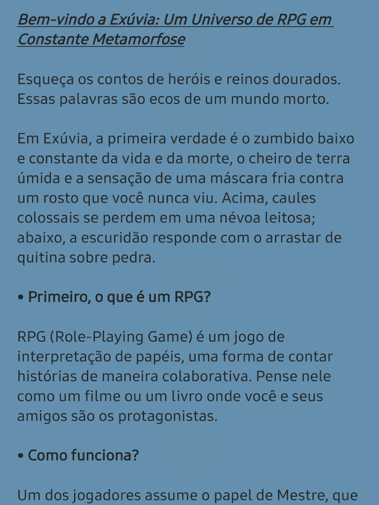 O Que É Exúvia RPG | PDF