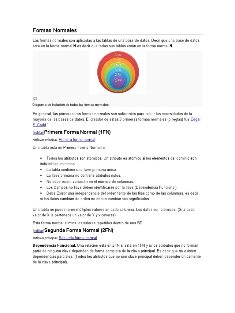 Formas Normales | PDF | Modelo relacional | Base de datos relacional