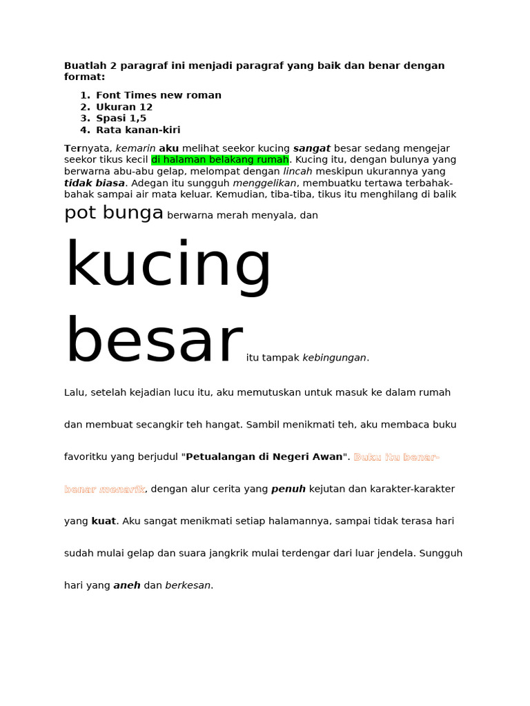 Kucing Besar dan Teh Hangat di Sore Hari | PDF