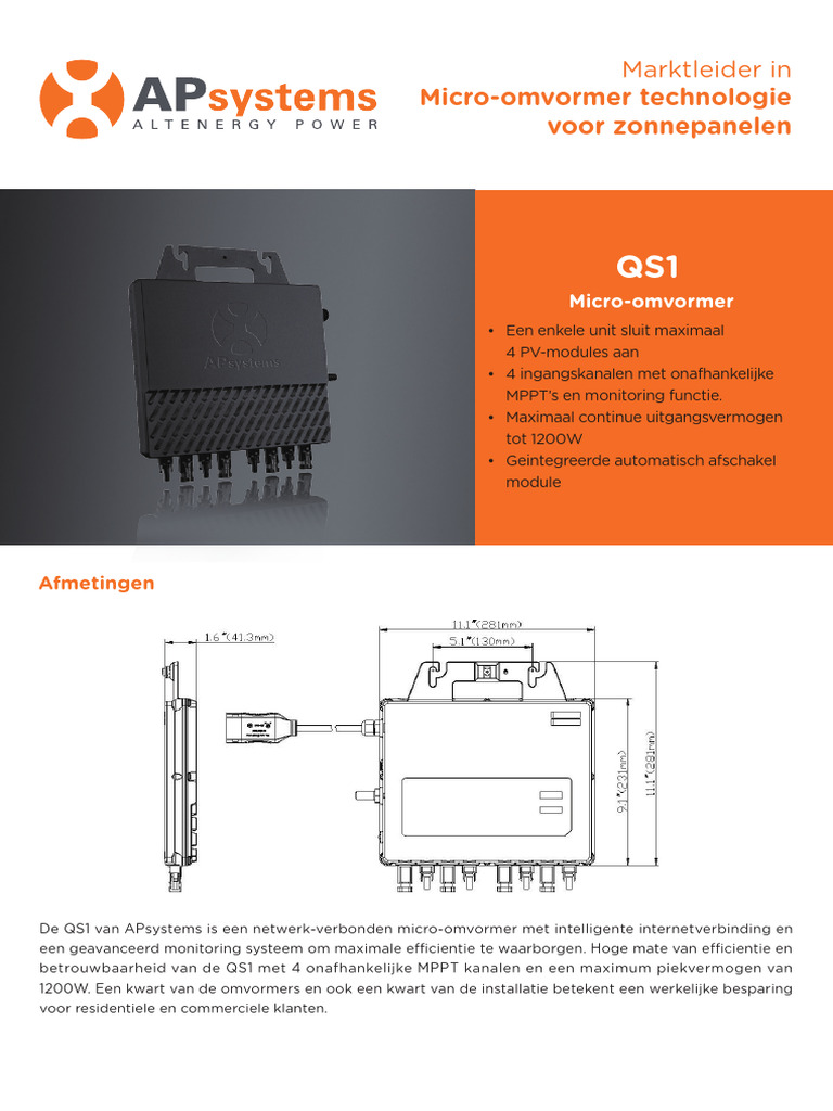 2004 Apsystems Microinverter Qs1 Datasheet | PDF