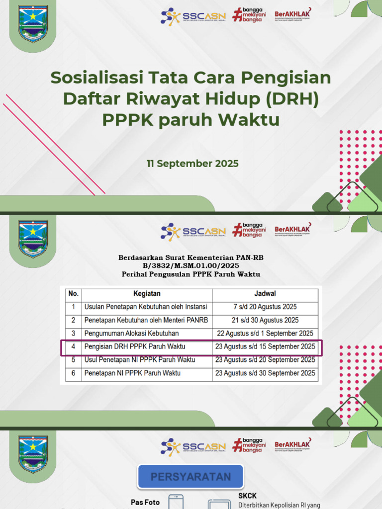 Materi Sosialisasi Persyaratan DRH PPPK PW | PDF