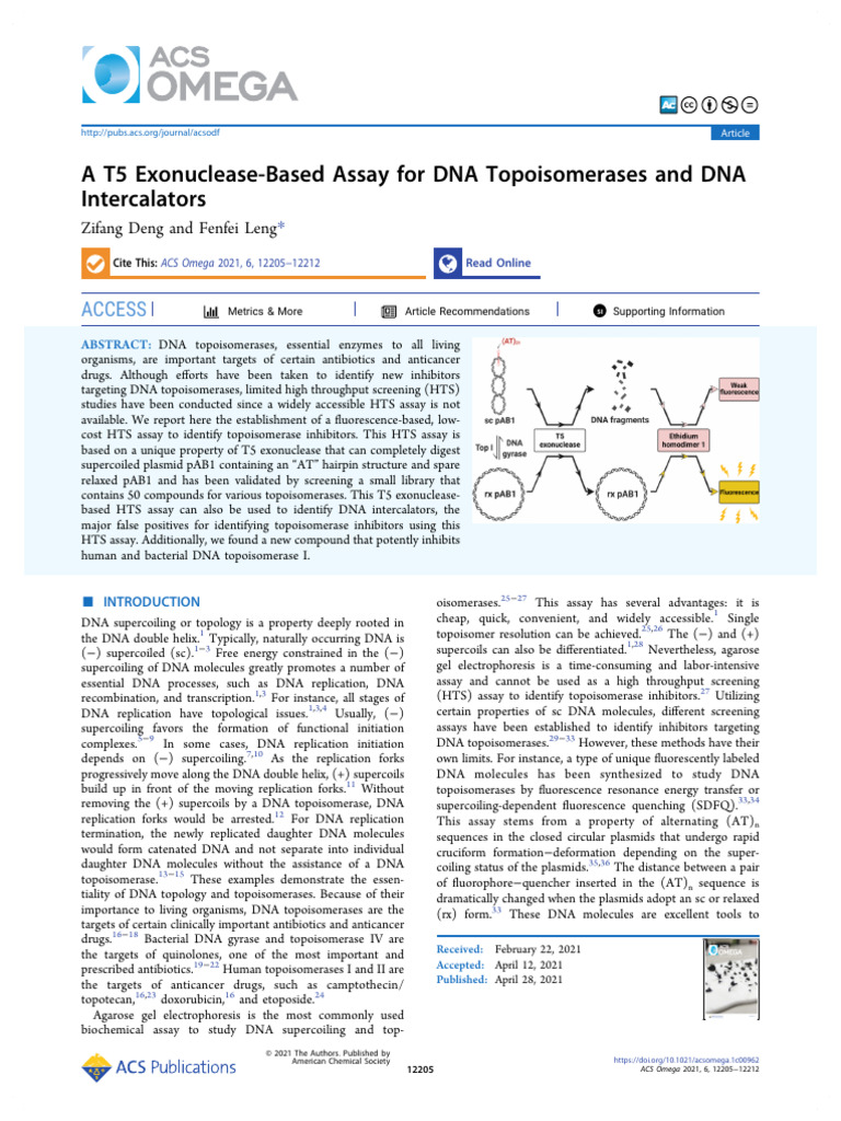 A t5 Exonuclease Based Assay For Dna Topoisomerases and Dna ...