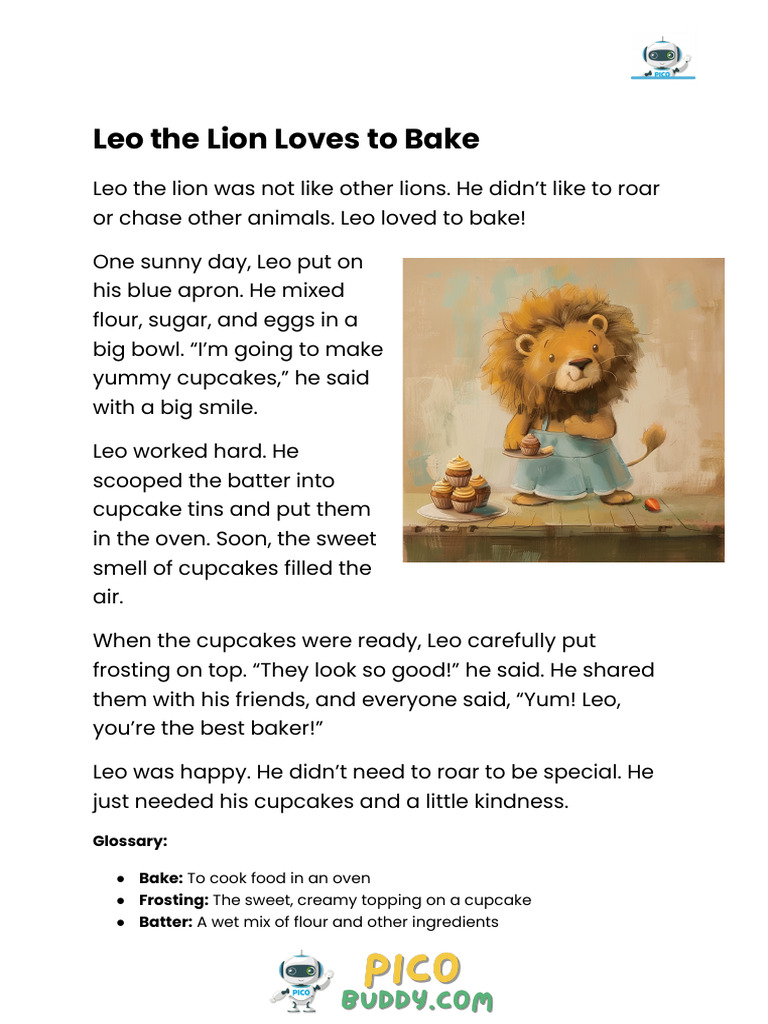 Leo The Lion Loves To Bake PicoBuddy 2025 | PDF